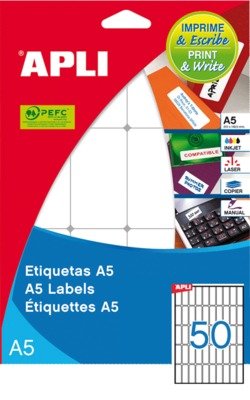 Etiket A5 Apli 13x40mm hvid 100 ark - 1 pakke - Etiketter til print ...